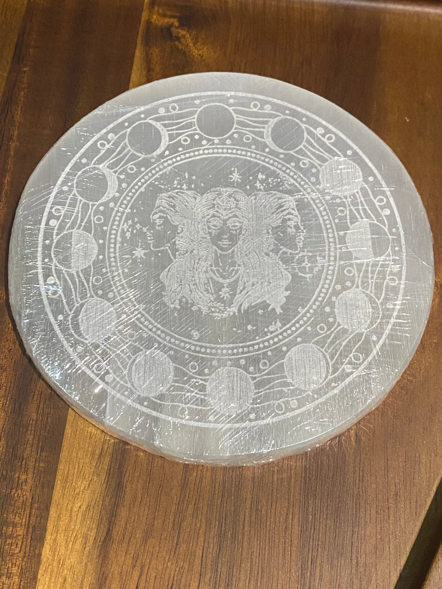Moon Goddess Selenite Charge Plates Earth Vibrations